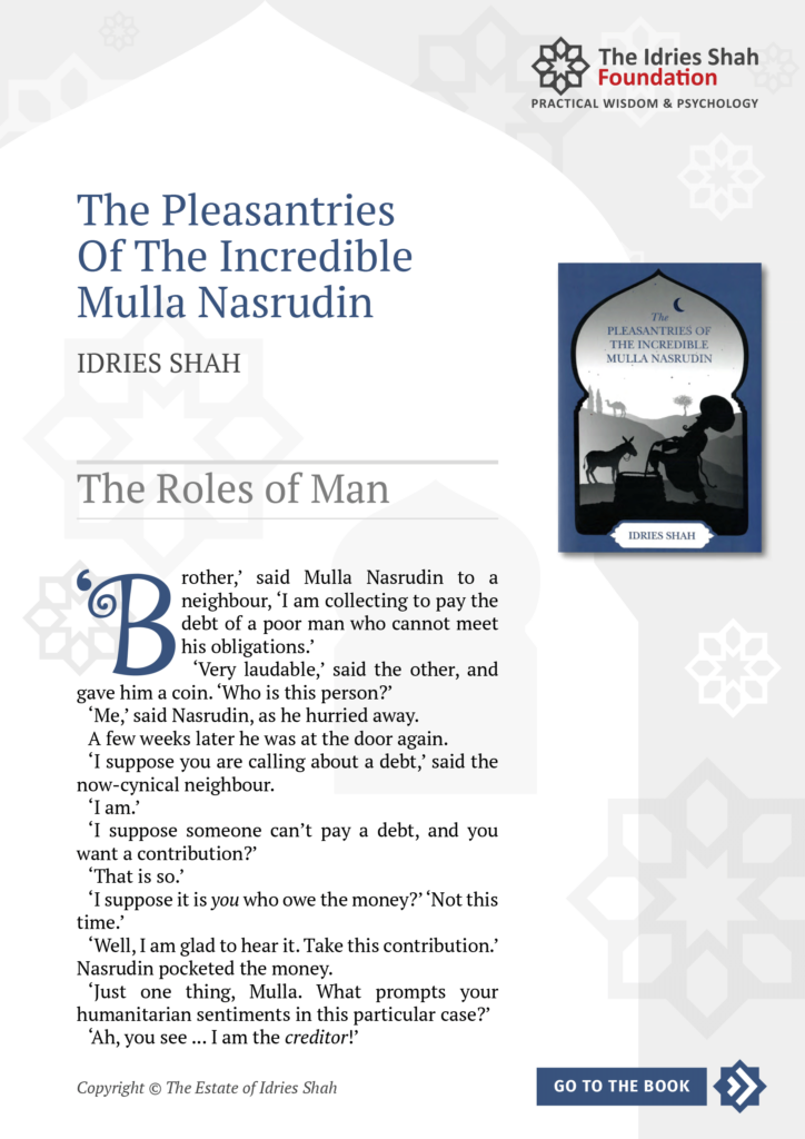 The Roles of Man from The Pleasantries of the Incredible Mulla Nasrudin ...